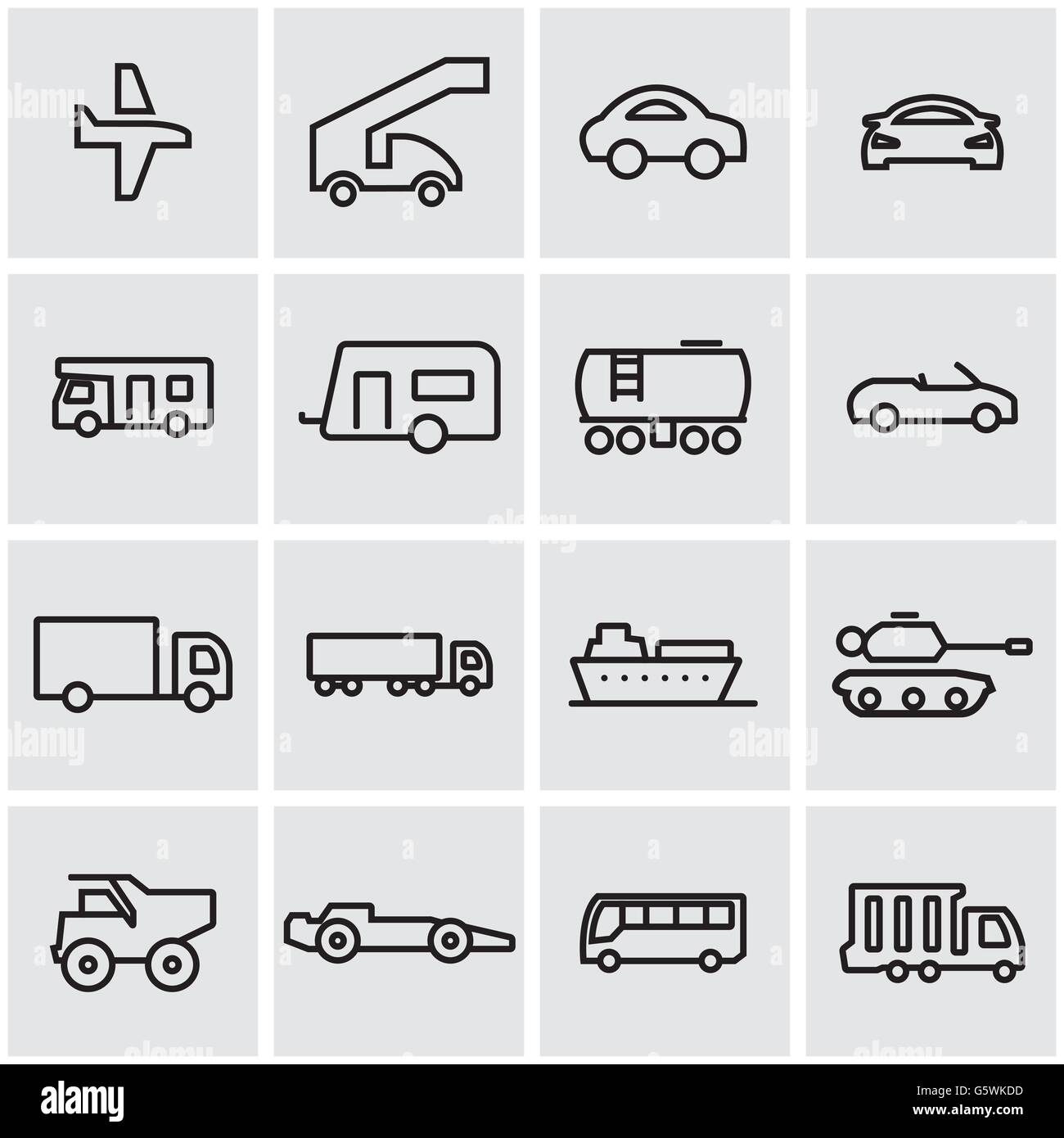 Vector line vehicles icon set Stock Vector Image & Art - Alamy