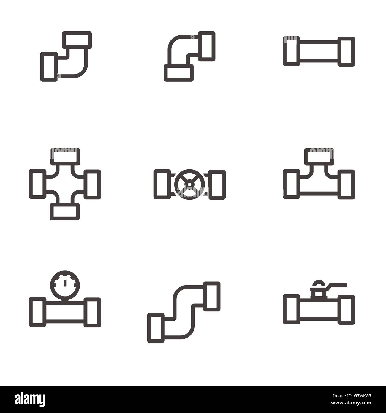 Vector line pipe fittings icon set Stock Vector Image & Art - Alamy