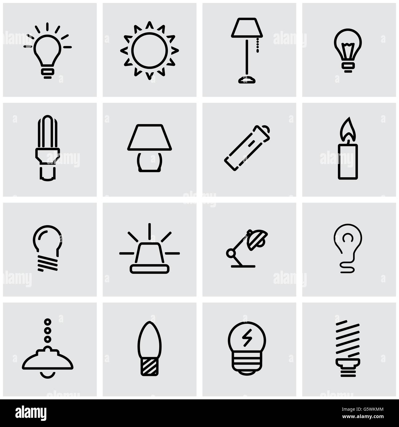 Vector line light icon set Stock Vector Image & Art - Alamy
