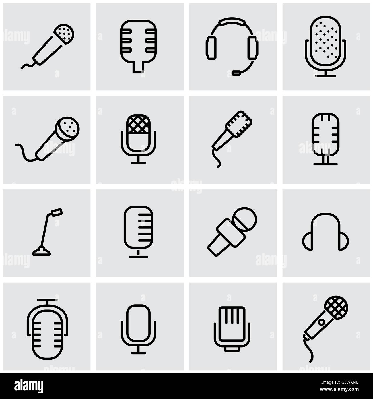 Vector line microphone icon set Stock Vector Image & Art - Alamy