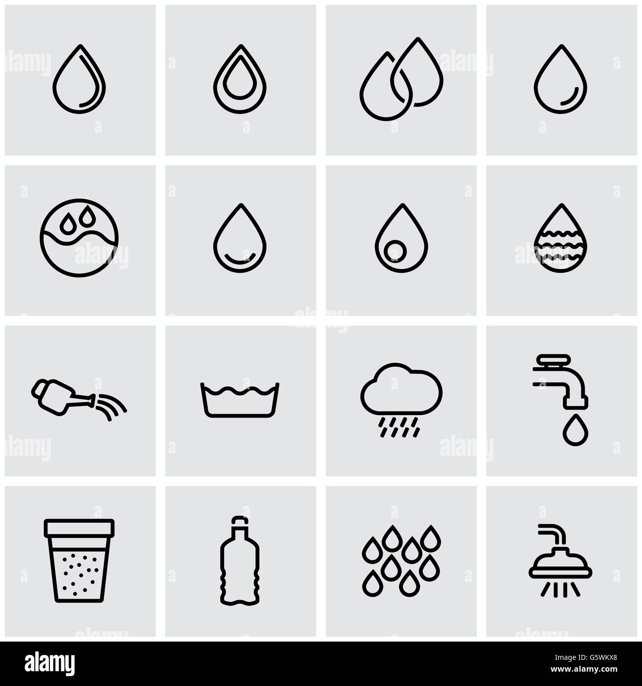 Vector line water icon set Stock Vector Image & Art - Alamy