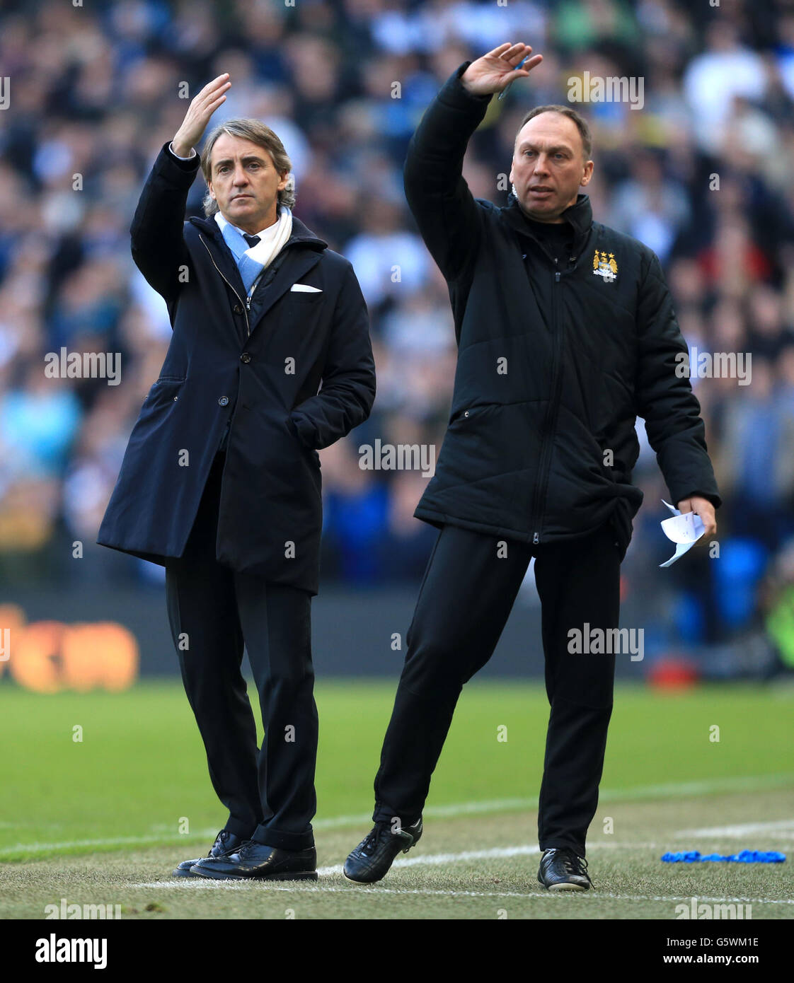 Etihad stadium manchester city manager roberto mancini right hi-res ...