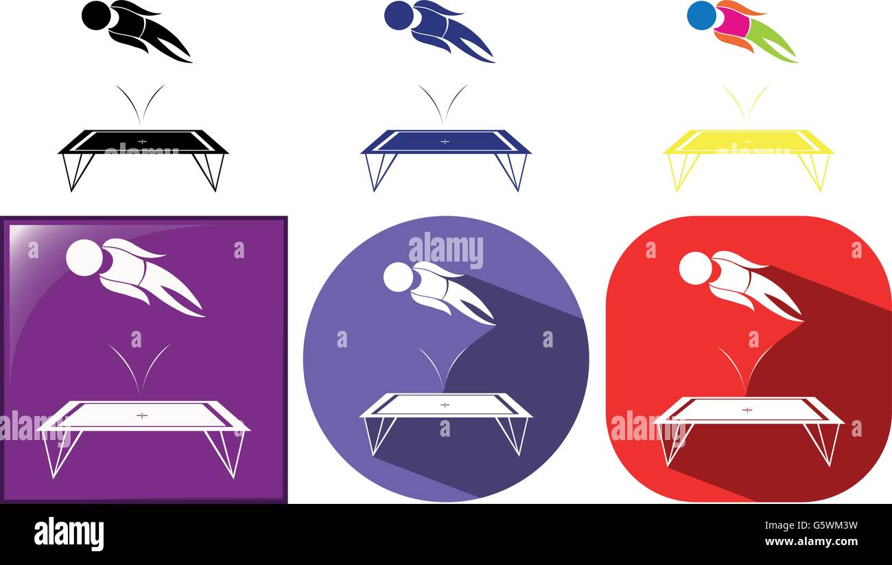 Trampoline jumping icon in three designs illustration Stock Vector ...