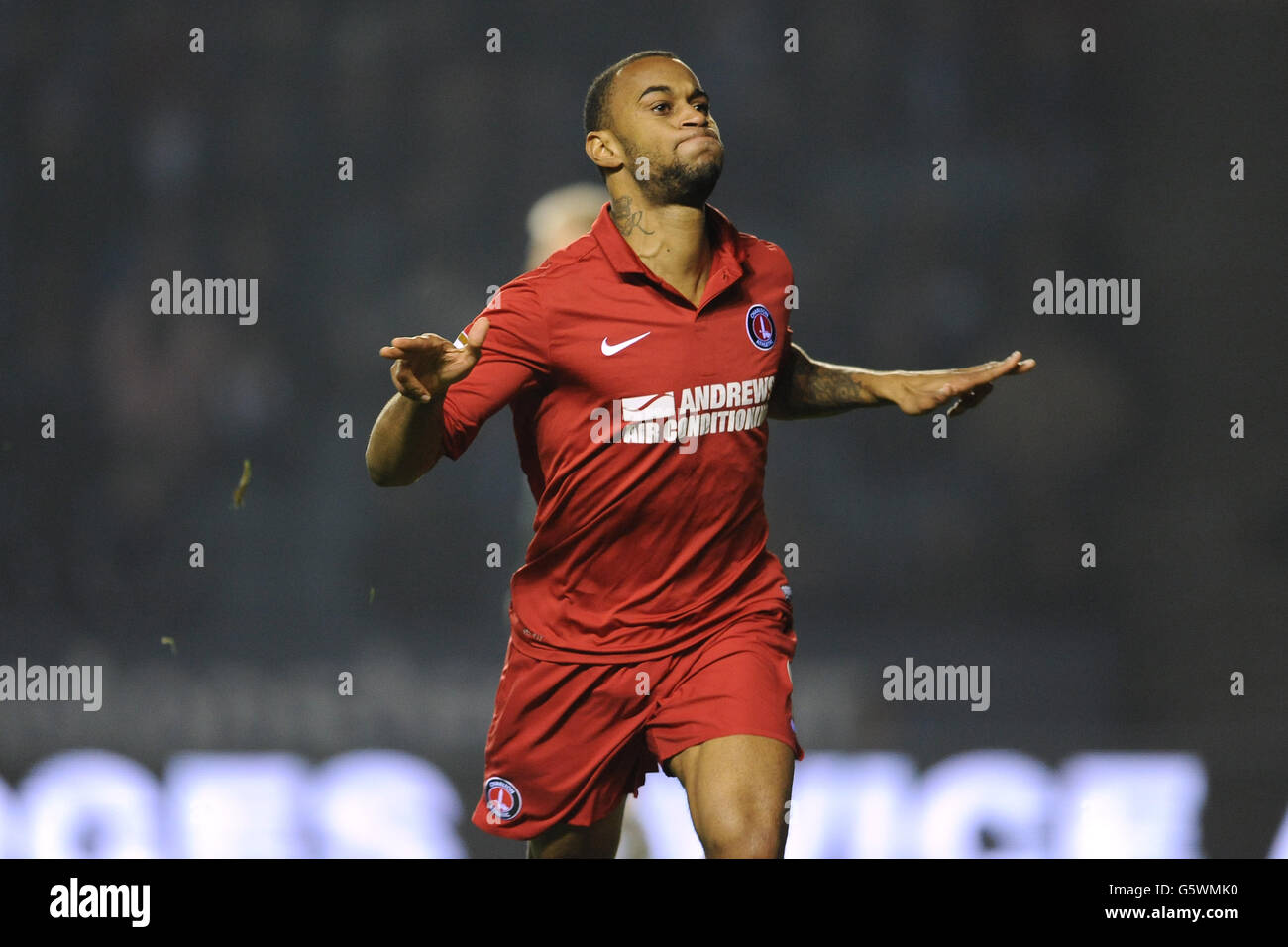 Charlton athletics danny haynes celebrates goal hi-res stock ...