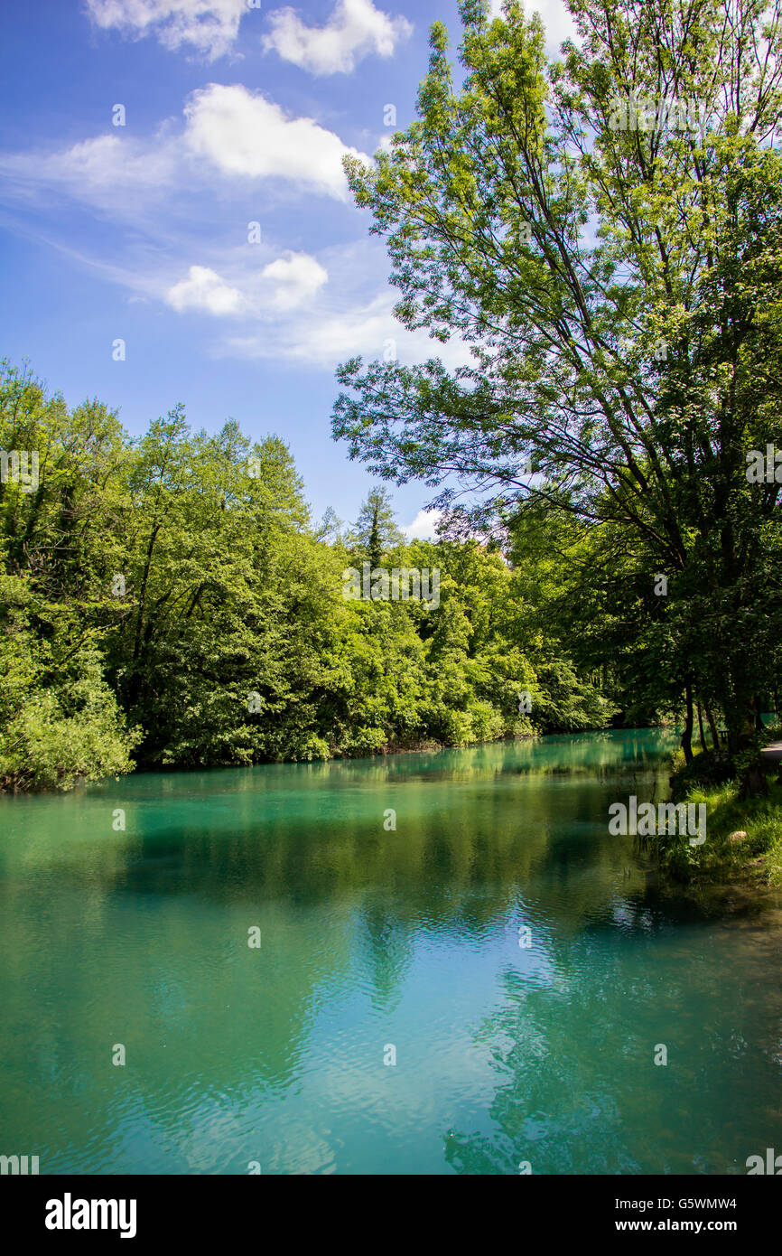 Landscape with Beautiful nature and green river Stock Photo - Alamy
