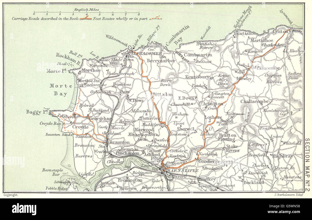 NORTH DEVON: Barnstaple Ilfracombe Lynton. WARD LOCK, 1897 antique map ...