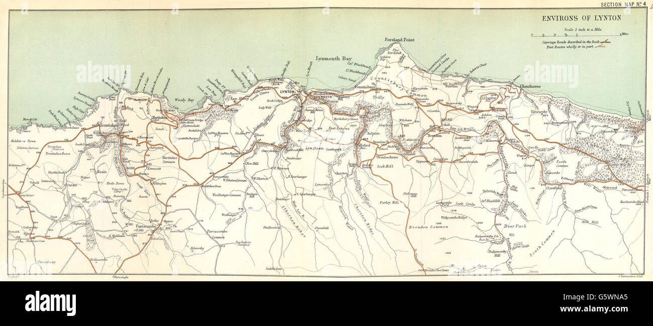 NORTH DEVON COAST: Environs of Lynton. Exmoor. WARD LOCK, 1897 antique ...