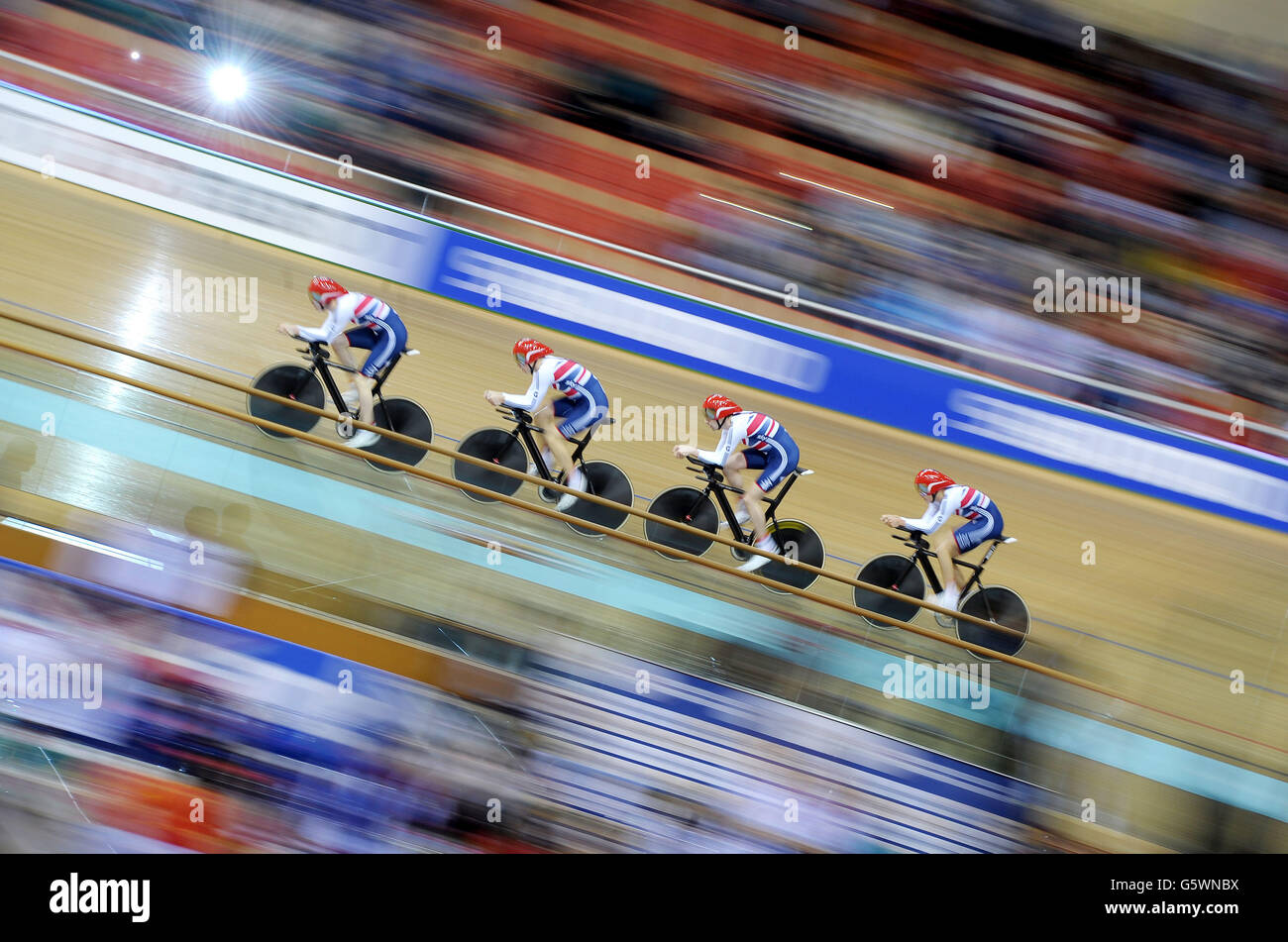 Great Britain's team pursuit squad of Ed Clancy, Steve Burke, Sam ...