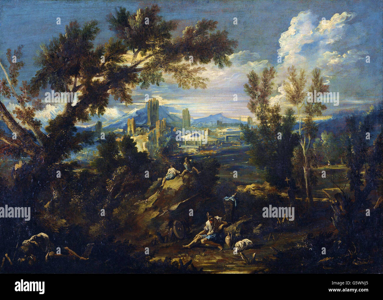 Alessandro Magnasco - Landscape with Shepherds Stock Photo - Alamy