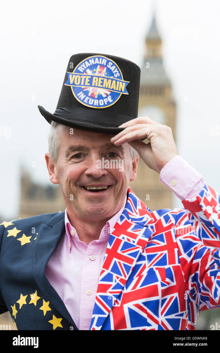 London, UK. 22 June 2016. Michael O'Leary, CEO of Ryanair, poses at a ...