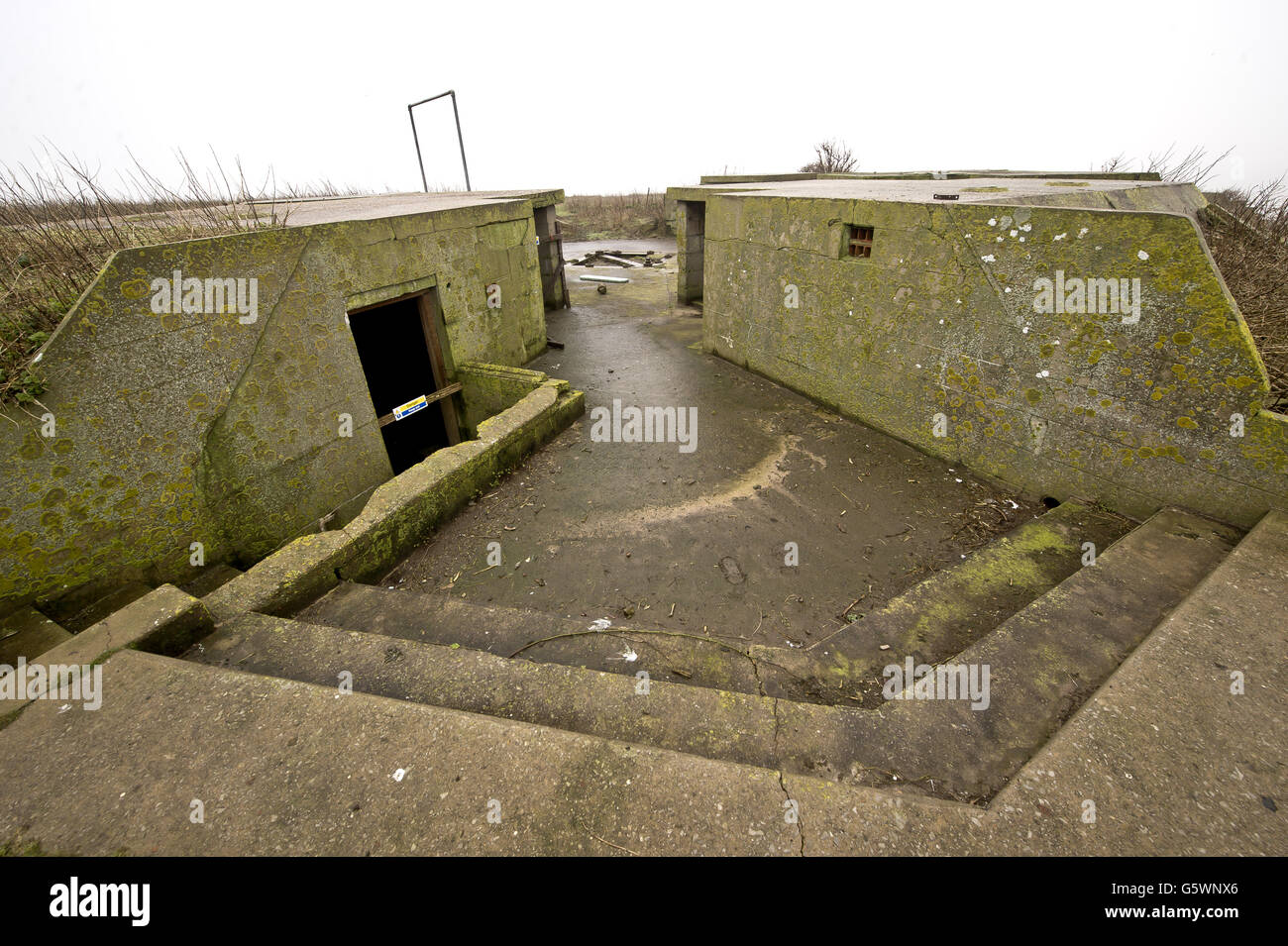 A general view of WWII fortifications on Flat Holm island in the ...