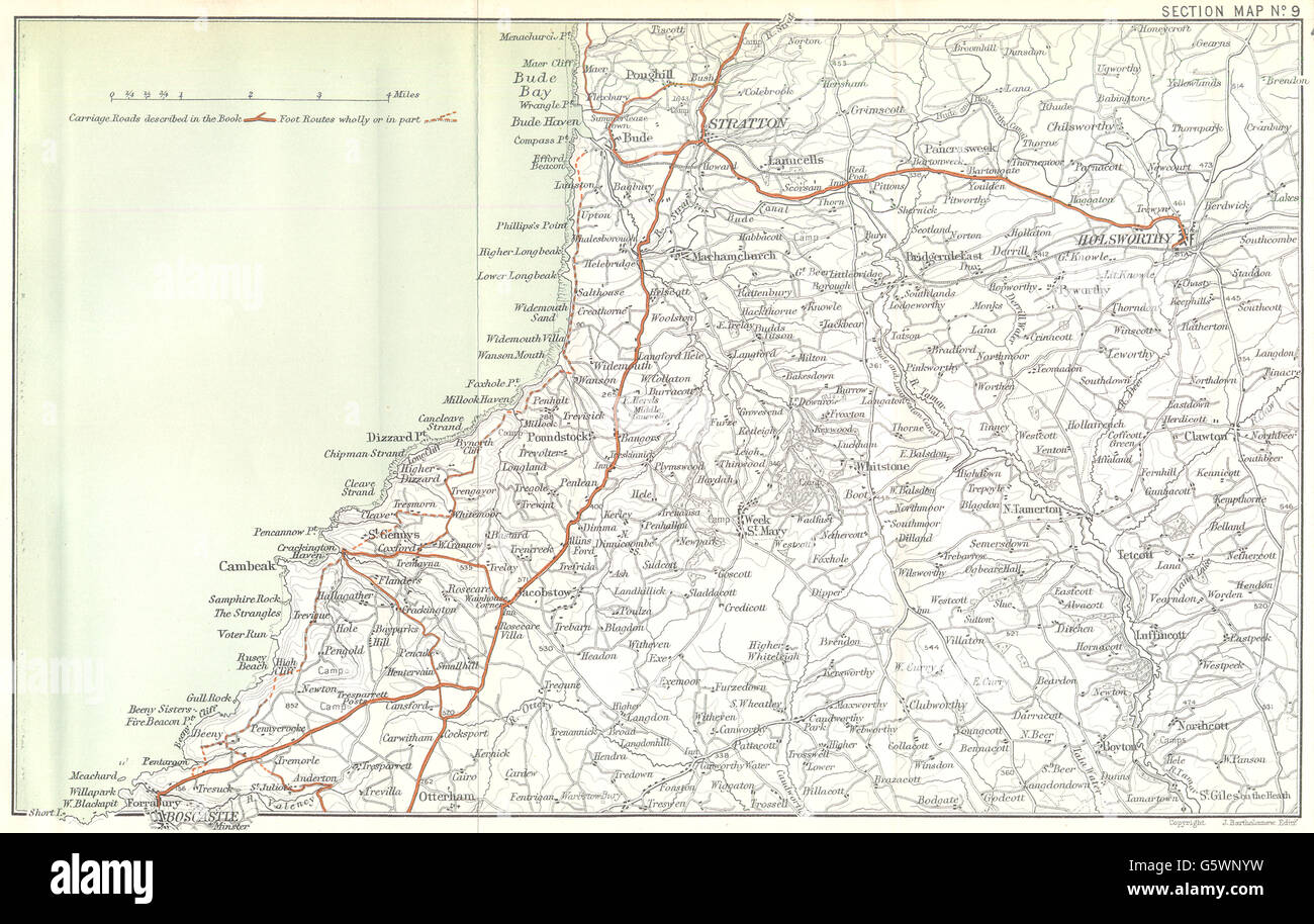 CORNWALL COAST: Bude Boscastle Stratton Holsworthy. WARD LOCK, 1897 old ...