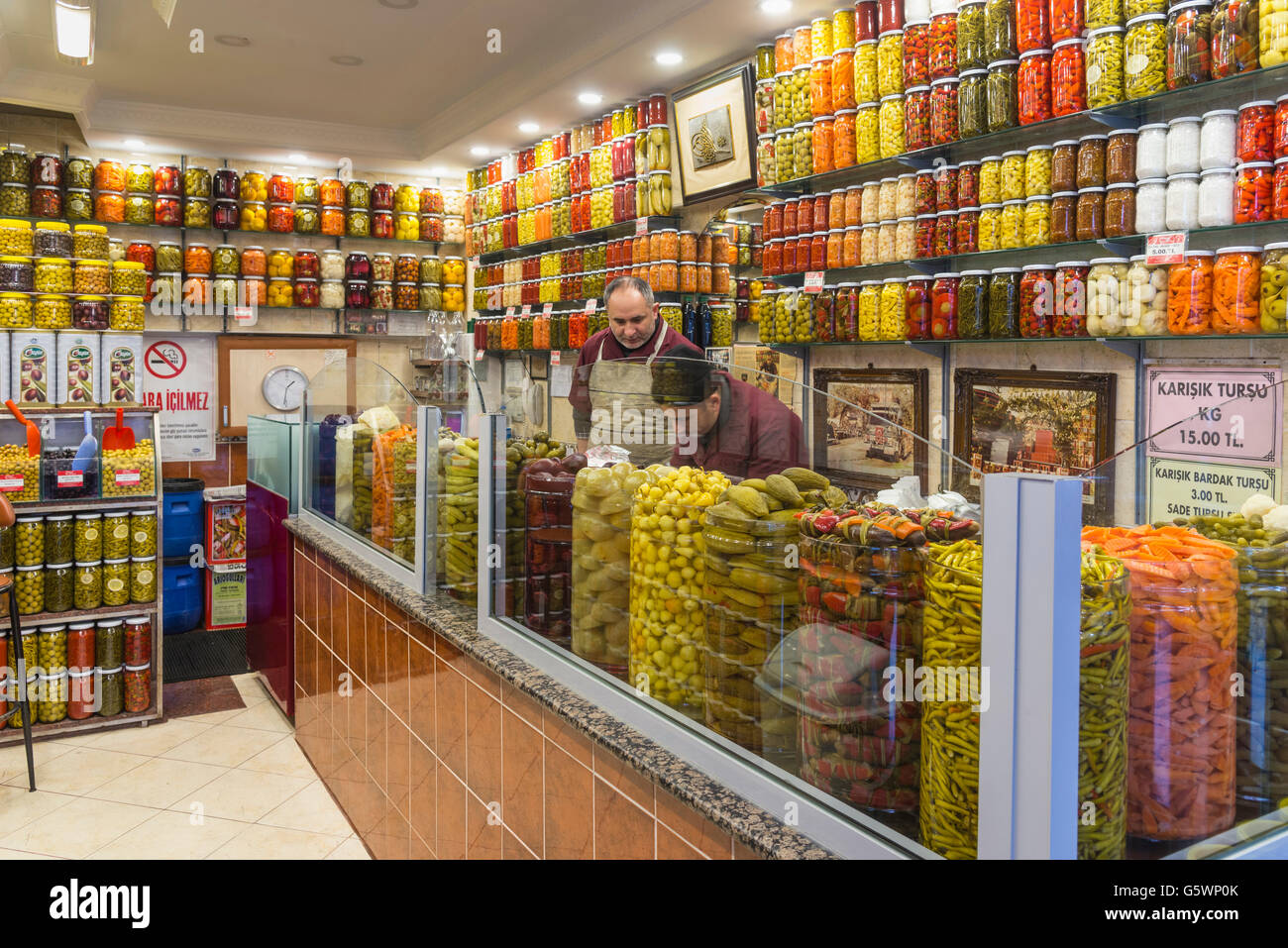 Shop selling preserved, pickled, fruits and vegetables in the Galata ...