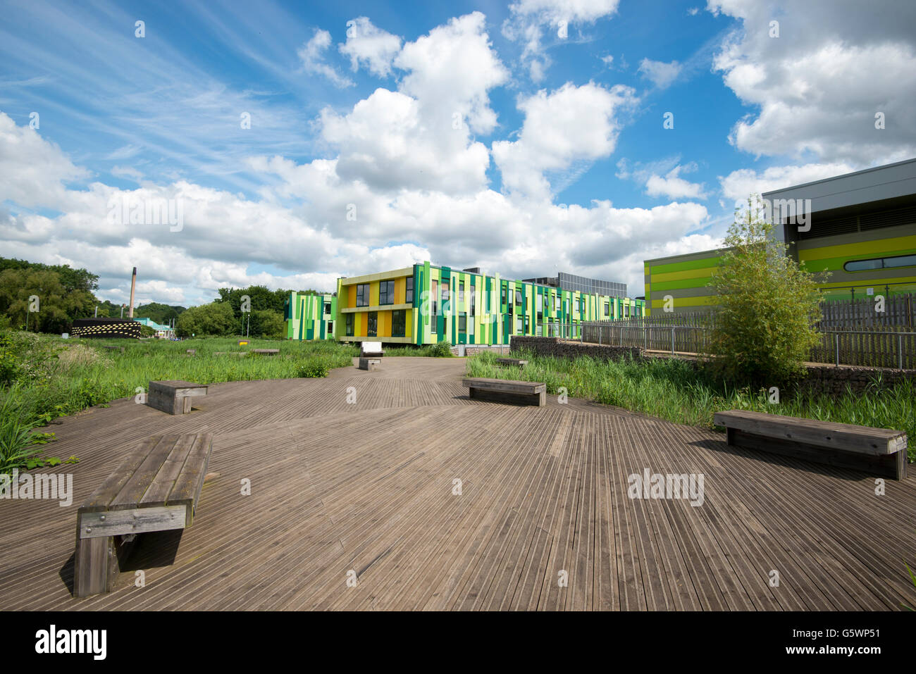 Sunny Summer Day and White Clouds at Nottingham Science Park ...