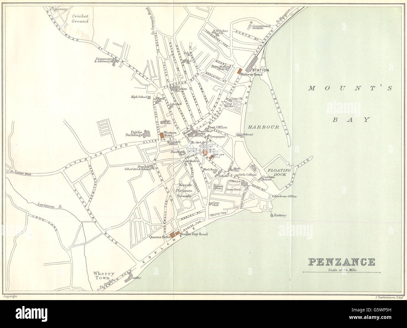 Penzance map hi-res stock photography and images - Alamy