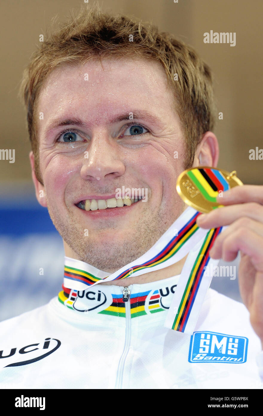 Great Britain's Jason Kenny celebrates with his gold medal in the ...
