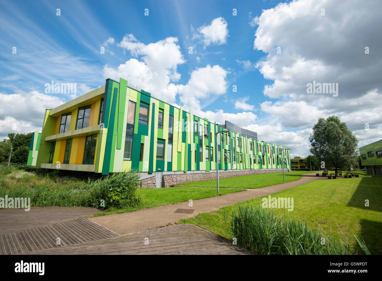 Sunny Summer Day and White Clouds at Nottingham Science Park ...
