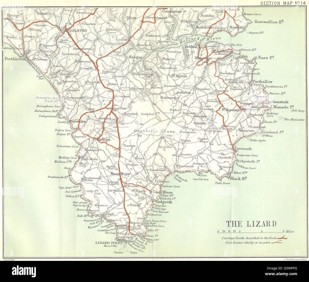 THE LIZARD: Cornwall. WARD LOCK, 1897 antique map Stock Photo - Alamy
