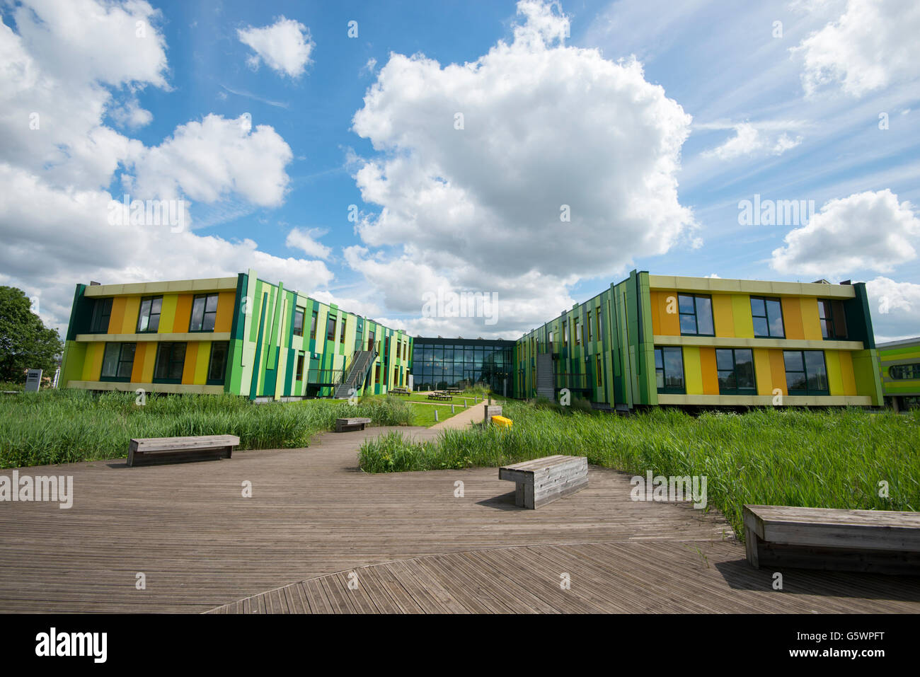 Sunny Summer Day and White Clouds at Nottingham Science Park ...