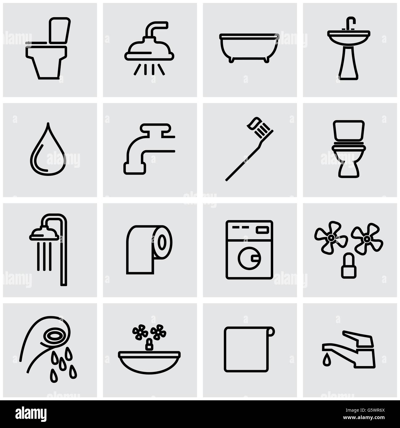 Vector line bathroom icon set Stock Vector Image & Art - Alamy