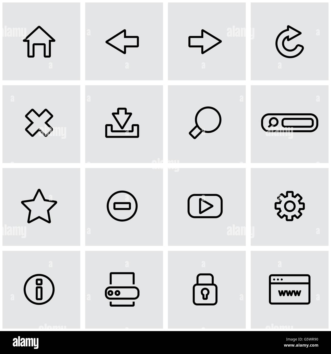 Vector line browser icon set Stock Vector Image & Art - Alamy