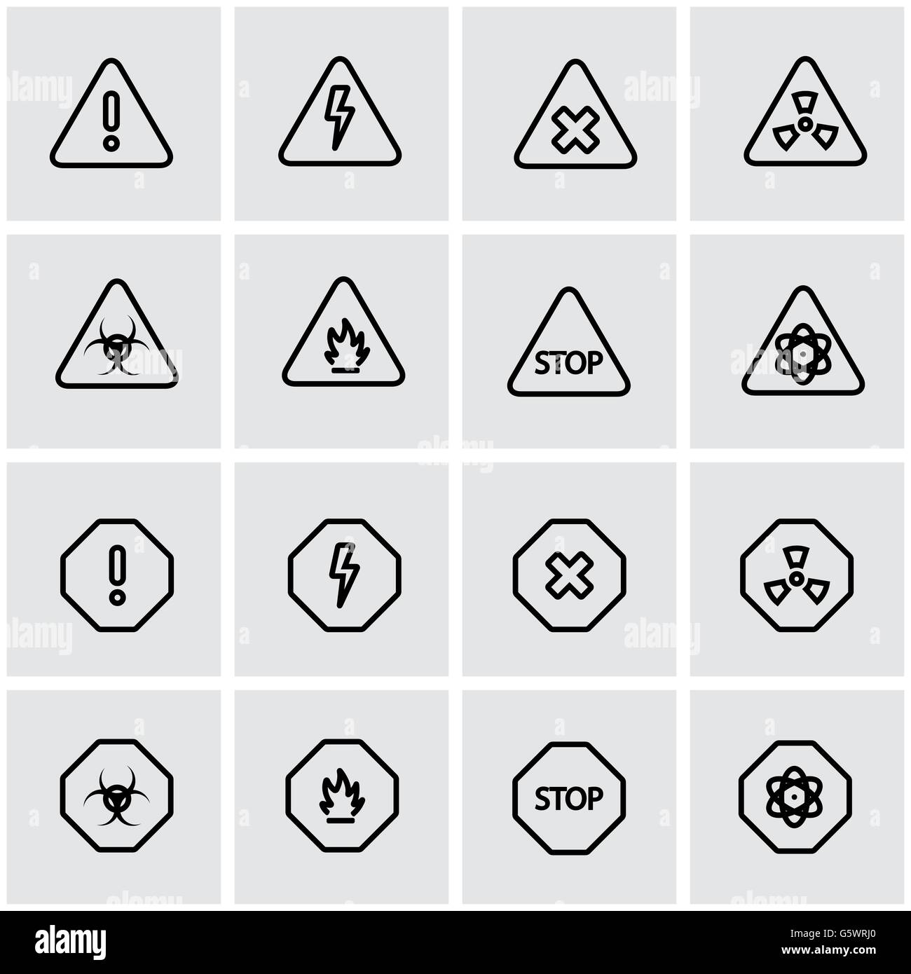 Vector line danger icon set Stock Vector Image & Art - Alamy