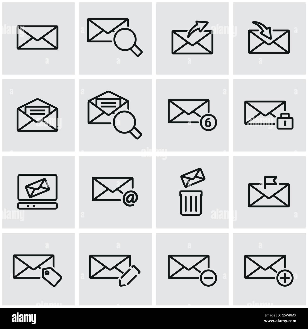 Vector line email icon set Stock Vector Image & Art - Alamy