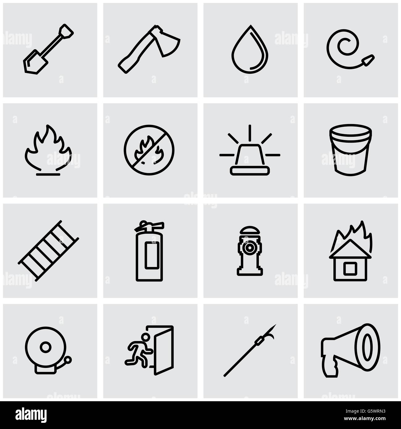 Vector line firefighter icon set Stock Vector Image & Art - Alamy