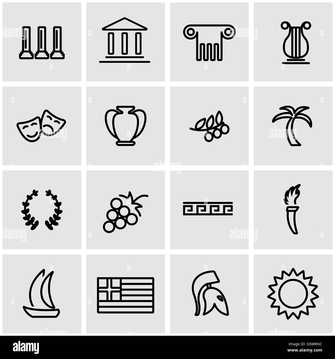 Vector line greece icon set Stock Vector Image & Art - Alamy