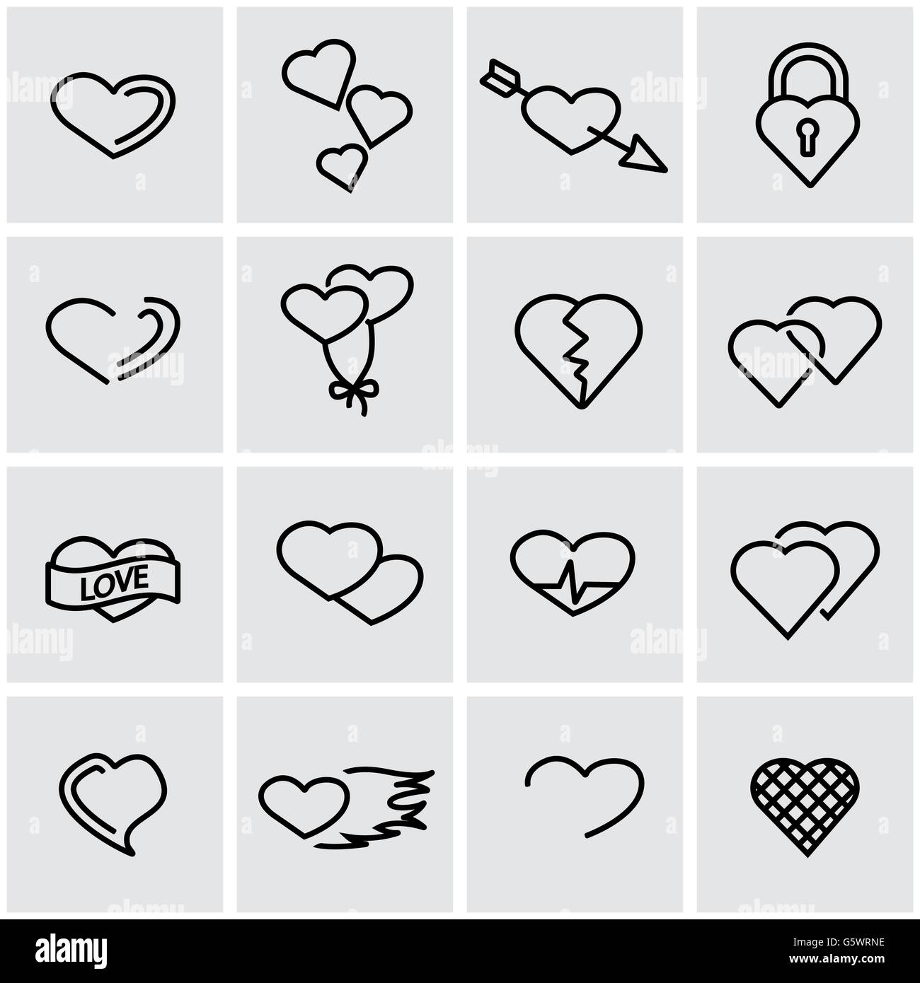Vector line heart icon set Stock Vector Image & Art - Alamy