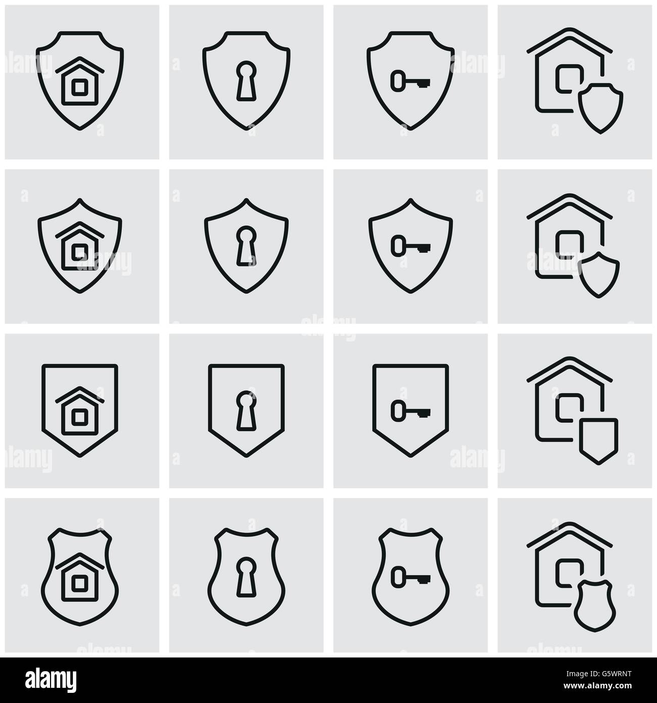 Vector line home security icon set Stock Vector Image & Art - Alamy