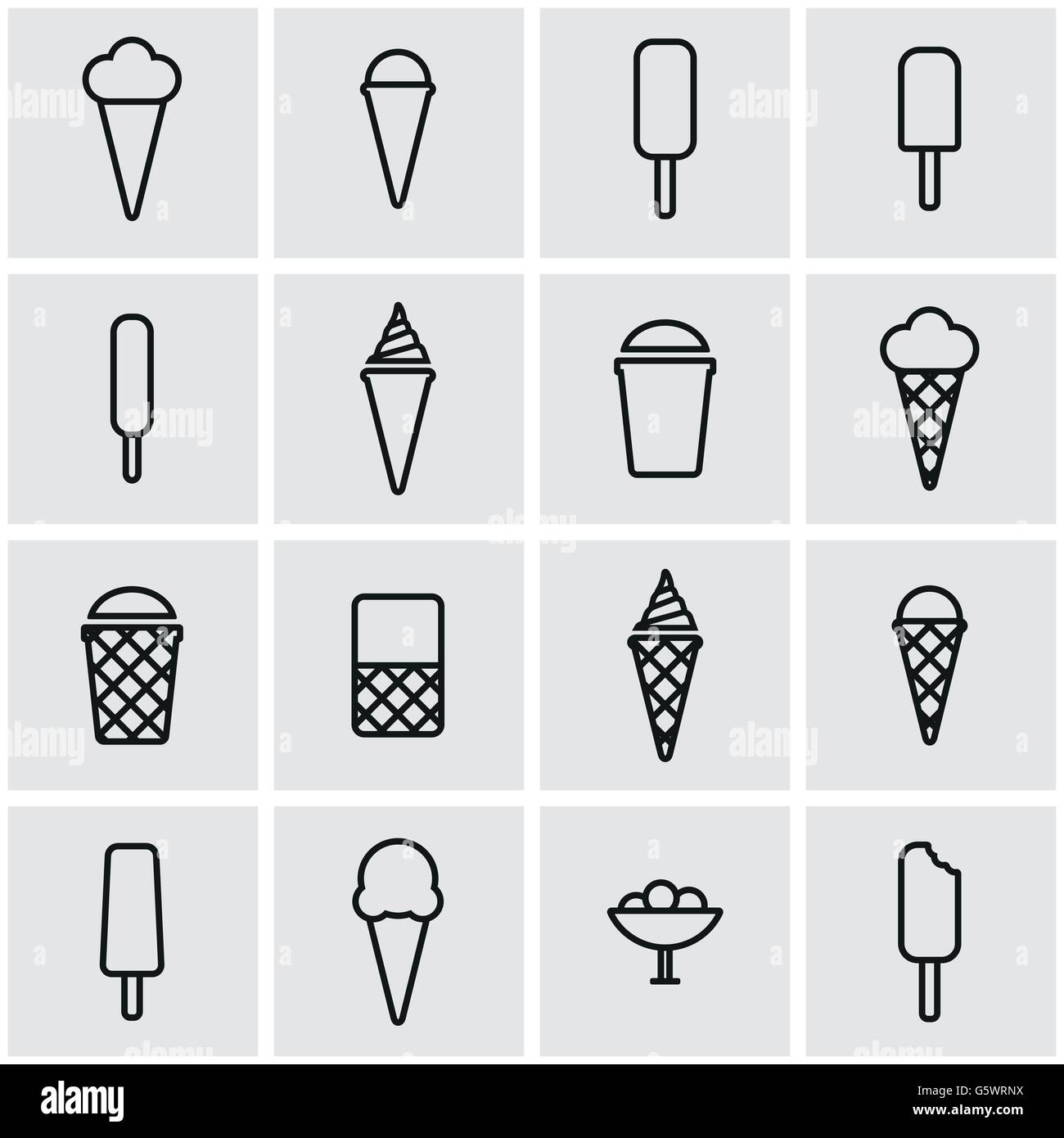 Vector line ice cream icon set Stock Vector Image & Art - Alamy