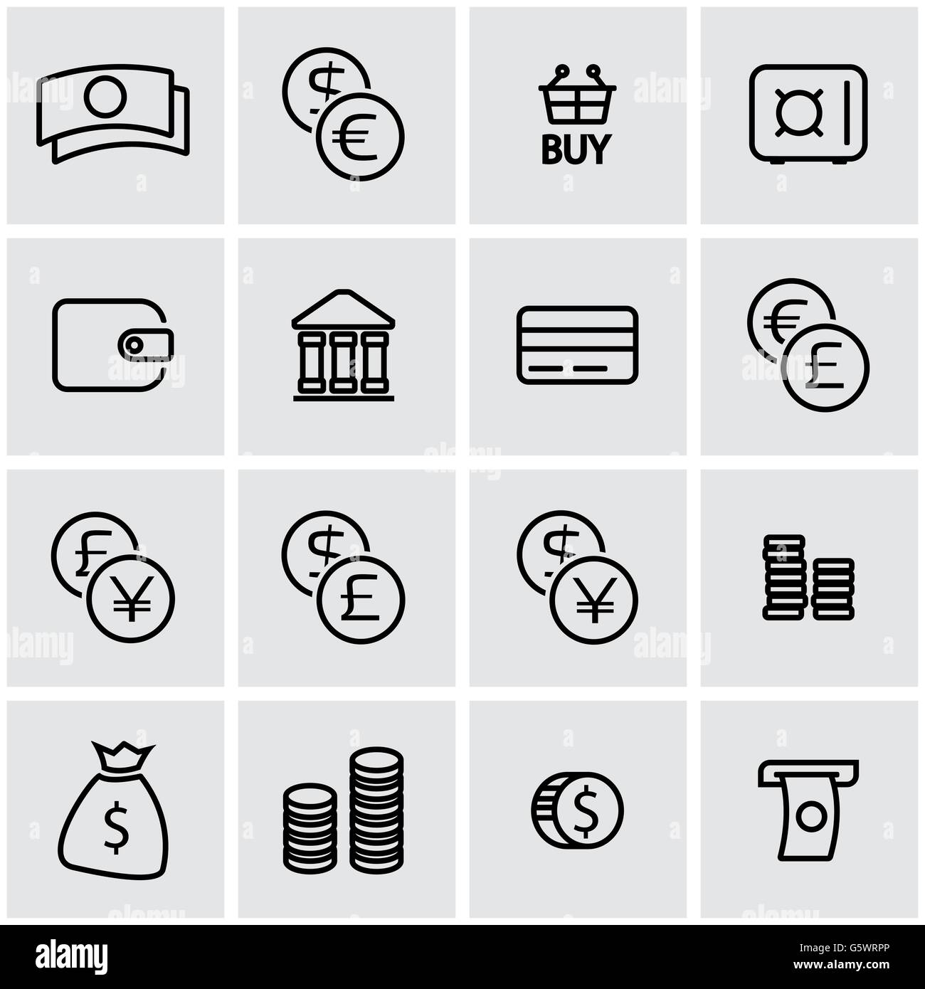 Vector line money icon set Stock Vector Image & Art - Alamy
