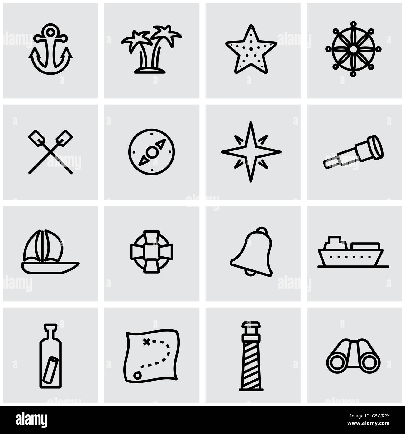 Vector line nautical icon set Stock Vector Image & Art - Alamy