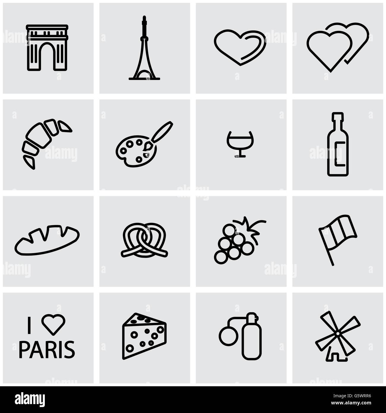 Vector line paris icon set Stock Vector Image & Art - Alamy