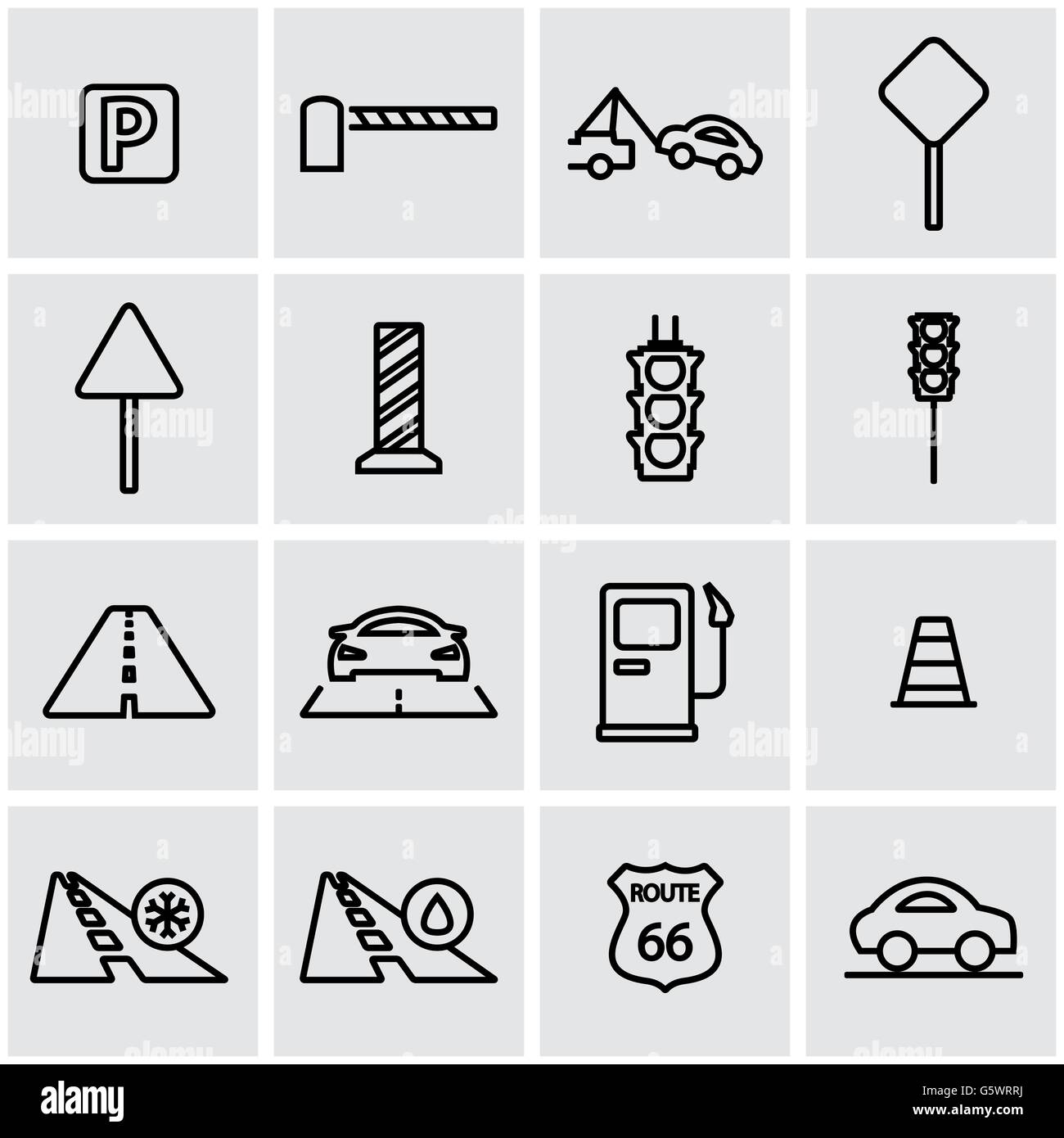 Vector line road icon set Stock Vector Image & Art - Alamy