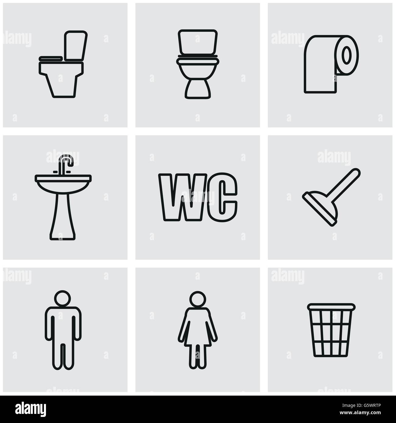 Vector line toilet icon set Stock Vector Image & Art - Alamy