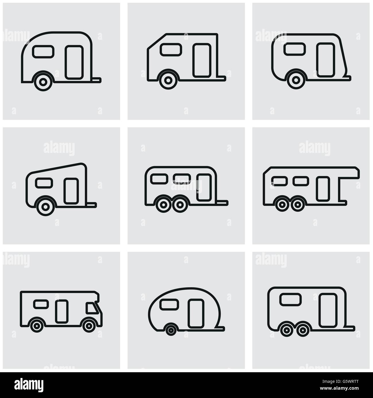 Vector line trailer icon set Stock Vector Image & Art - Alamy