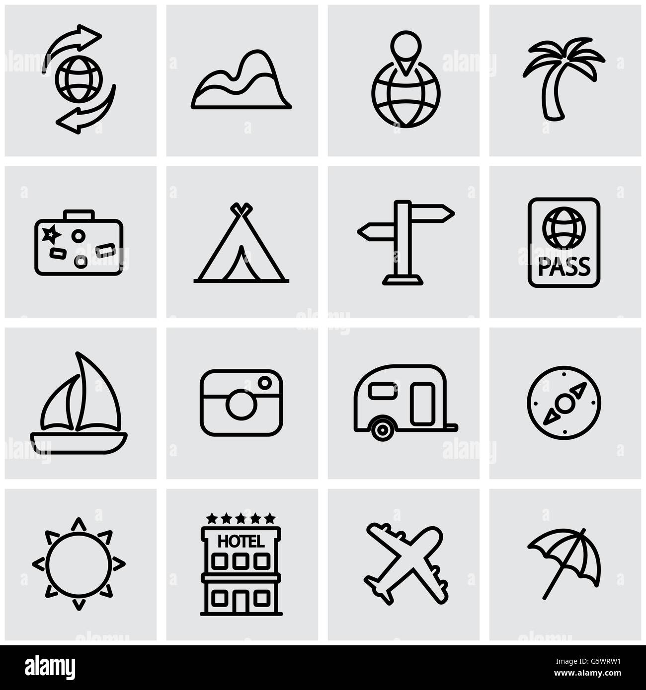 Vector line travel icon set Stock Vector Image & Art - Alamy