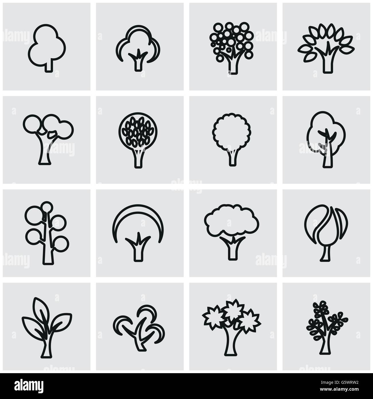 Vector line trees icon set Stock Vector Image & Art - Alamy