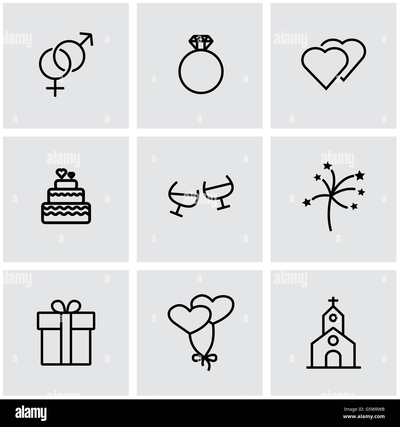 Vector line wedding icon set Stock Vector Image & Art - Alamy