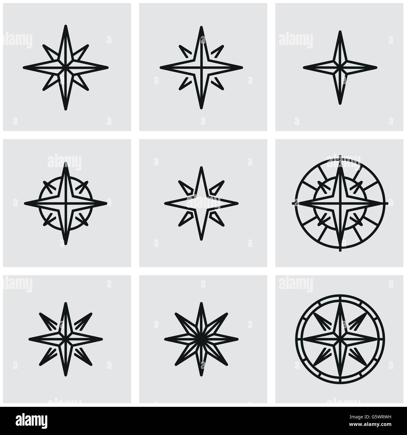 Vector line wind rose icon set Stock Vector Image & Art - Alamy