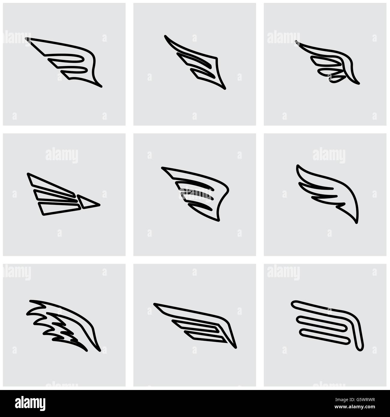 Vector line wing icon set Stock Vector Image & Art - Alamy