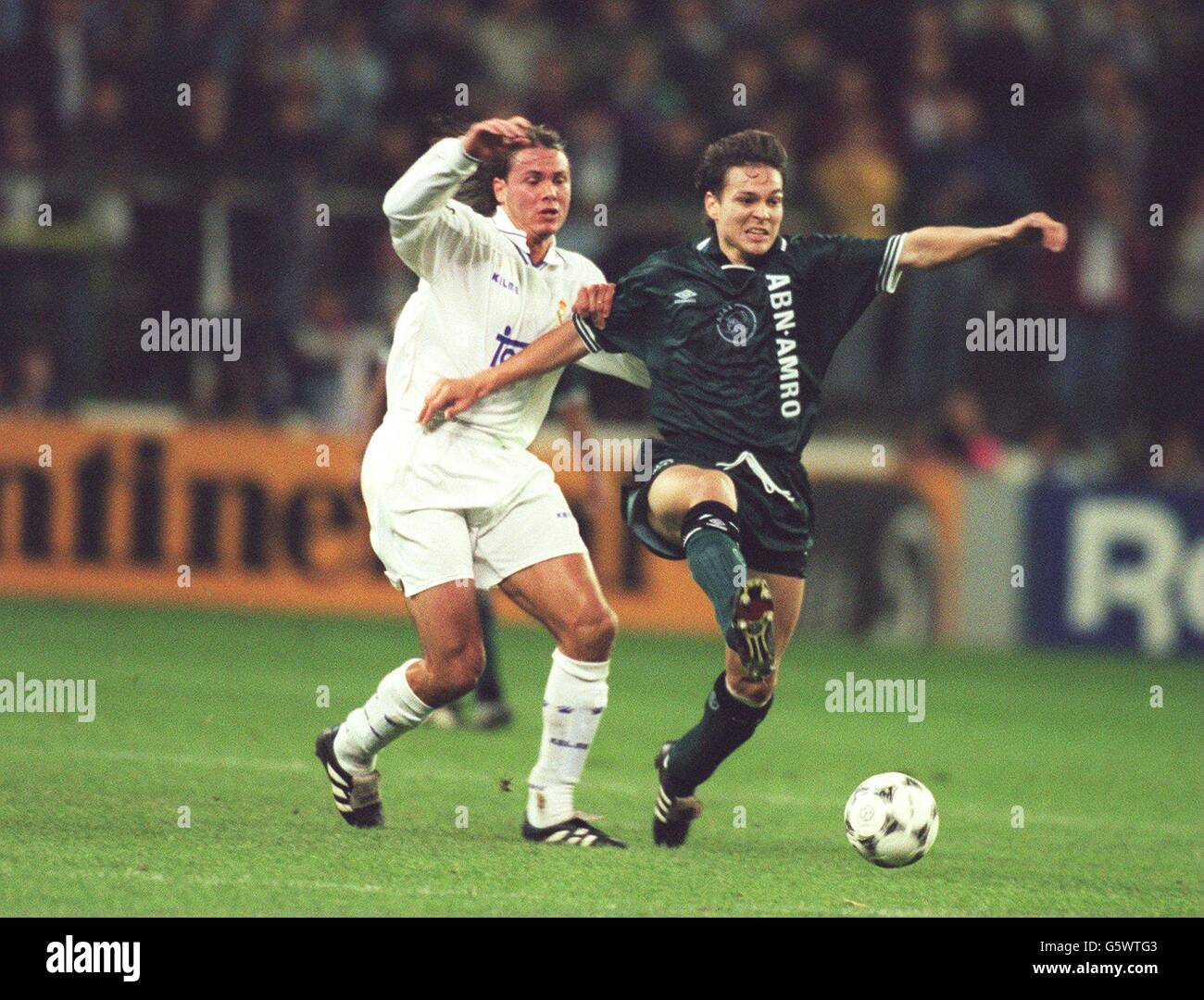UEFA Champions League Soccer. Real Madrid v Ajax Jari Litmanen. ACtion ...