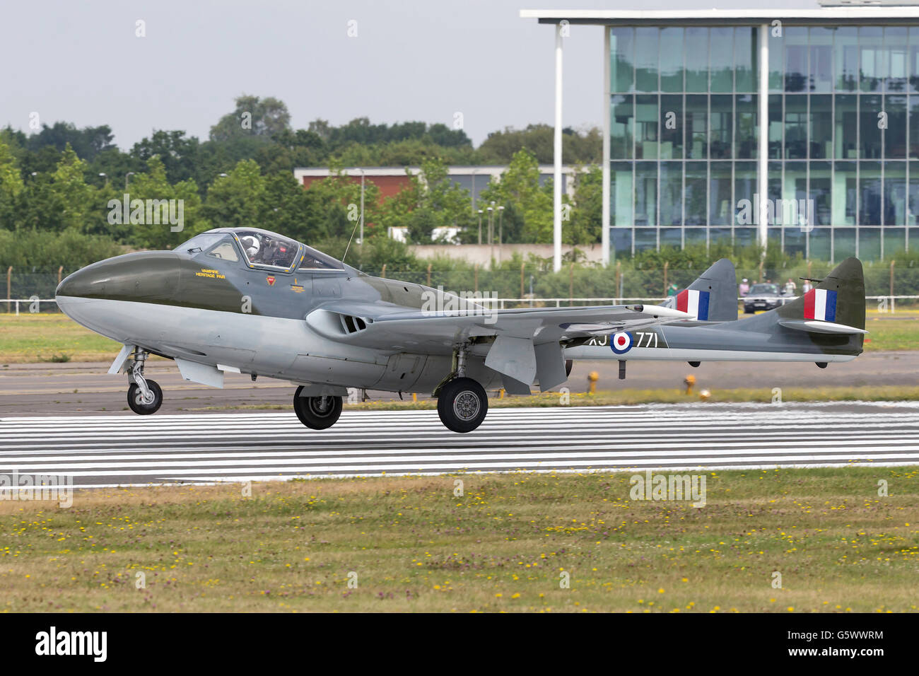 De Havilland (FW Emmen) DH-115 Vampire T55 G-HELV at the Farnborough ...