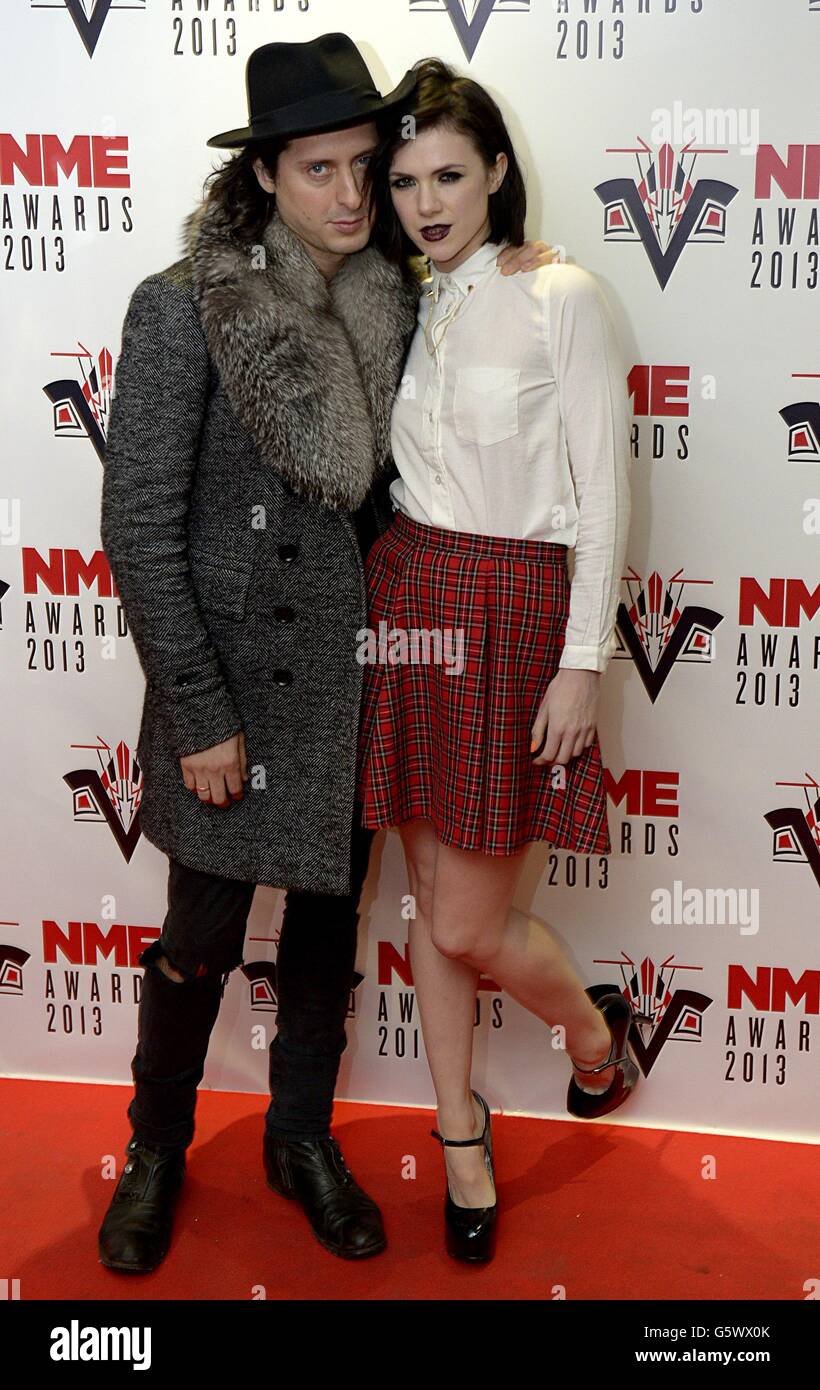 NME Awards 2013 - Arrivals - London. Carl Barat and Edie Langley ...