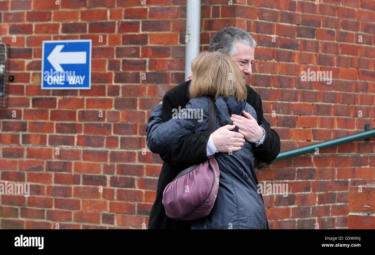Liberal Democrat candidate Mike Thornton hugs his wife Peta outside the ...