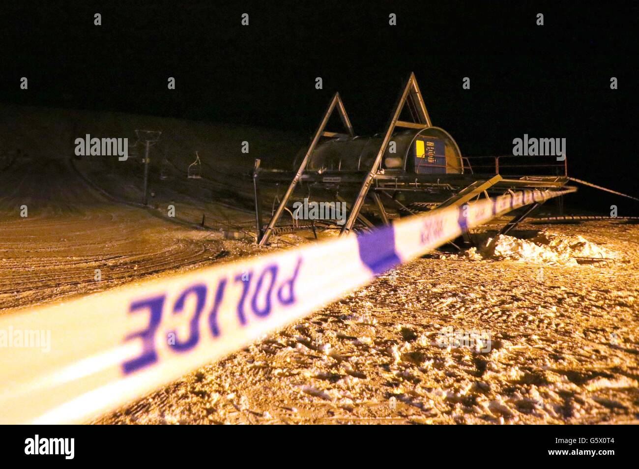 Chairlift accident at ski resort Stock Photo - Alamy