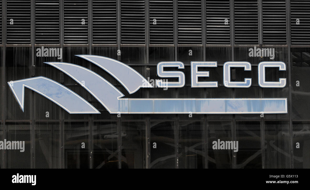 A view of a logo on the SECC in Glasgow, which will be a venue for the ...