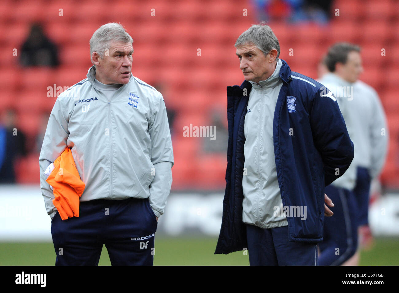 Birmingham City first team coach Derek Fazackerley (left) and kit ...